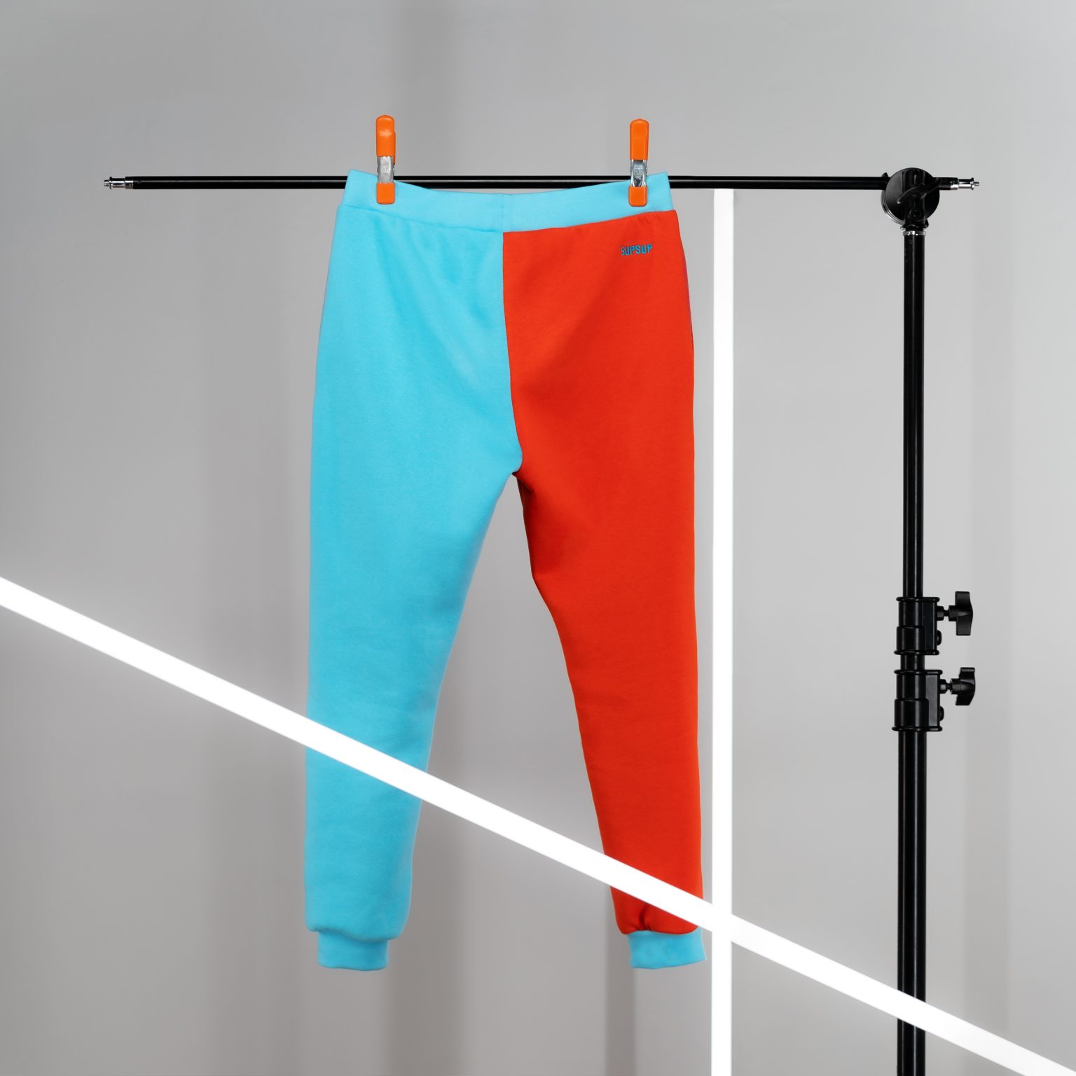 Cotton fleece "STATEMENT" sweatpants - baby blue - supsup.co